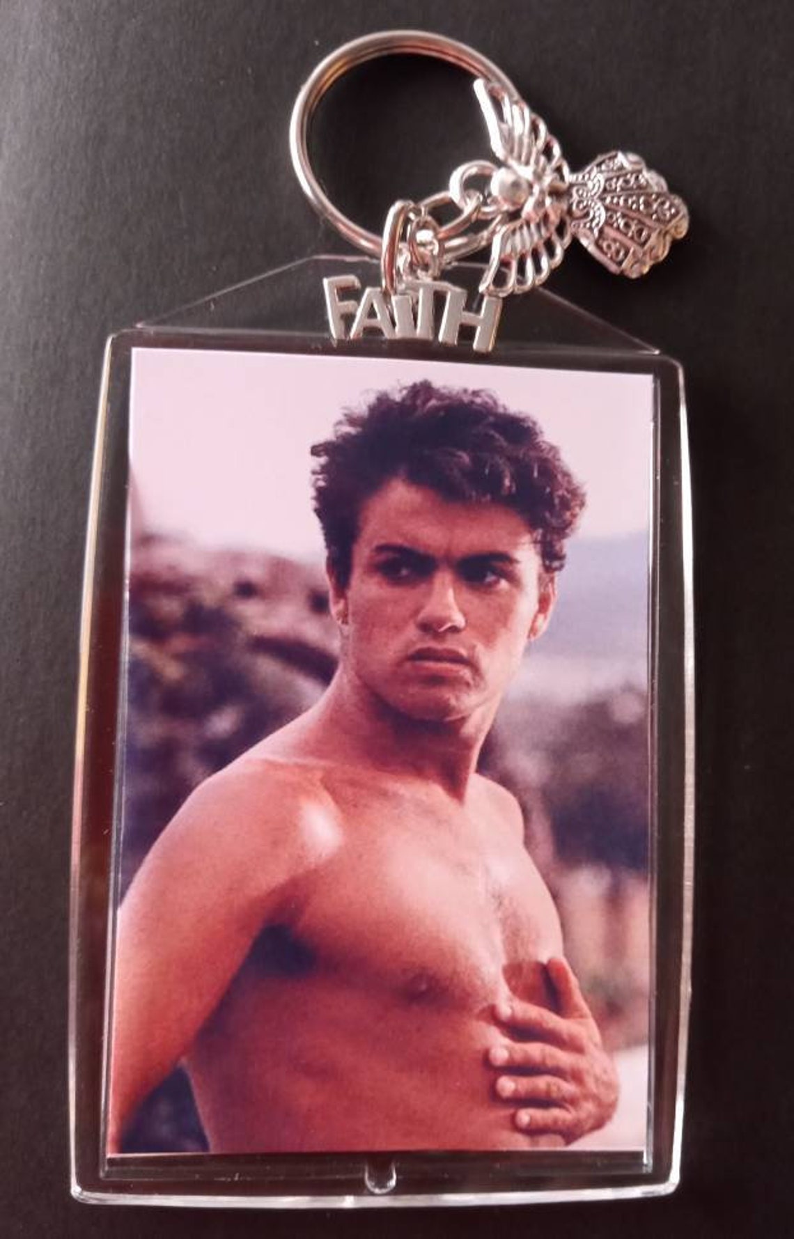George Michael Keyring/keychain, Large With Silver Plated Charms ...