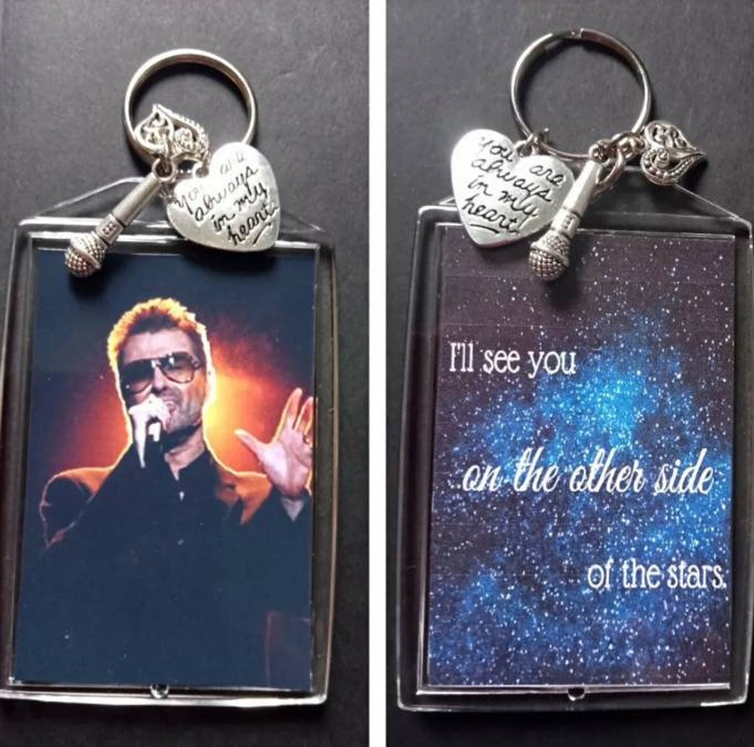 George Michael Keyring/keychain, Double Side, XL, Silver Plated Charms ...