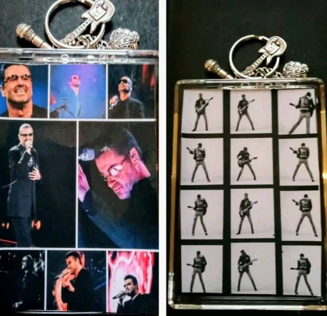 George Michael Large Keyring, Double Sided With Silver Plated Charms ...