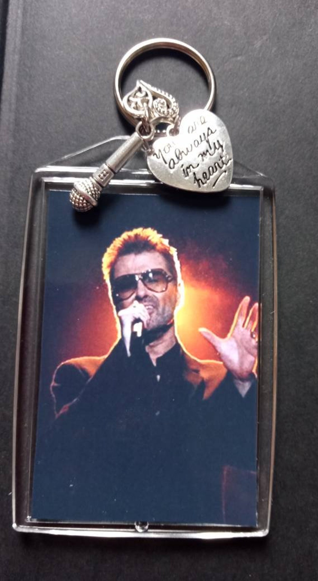 George Michael Keyring/keychain With Silver Charms, Large, Double Sided ...