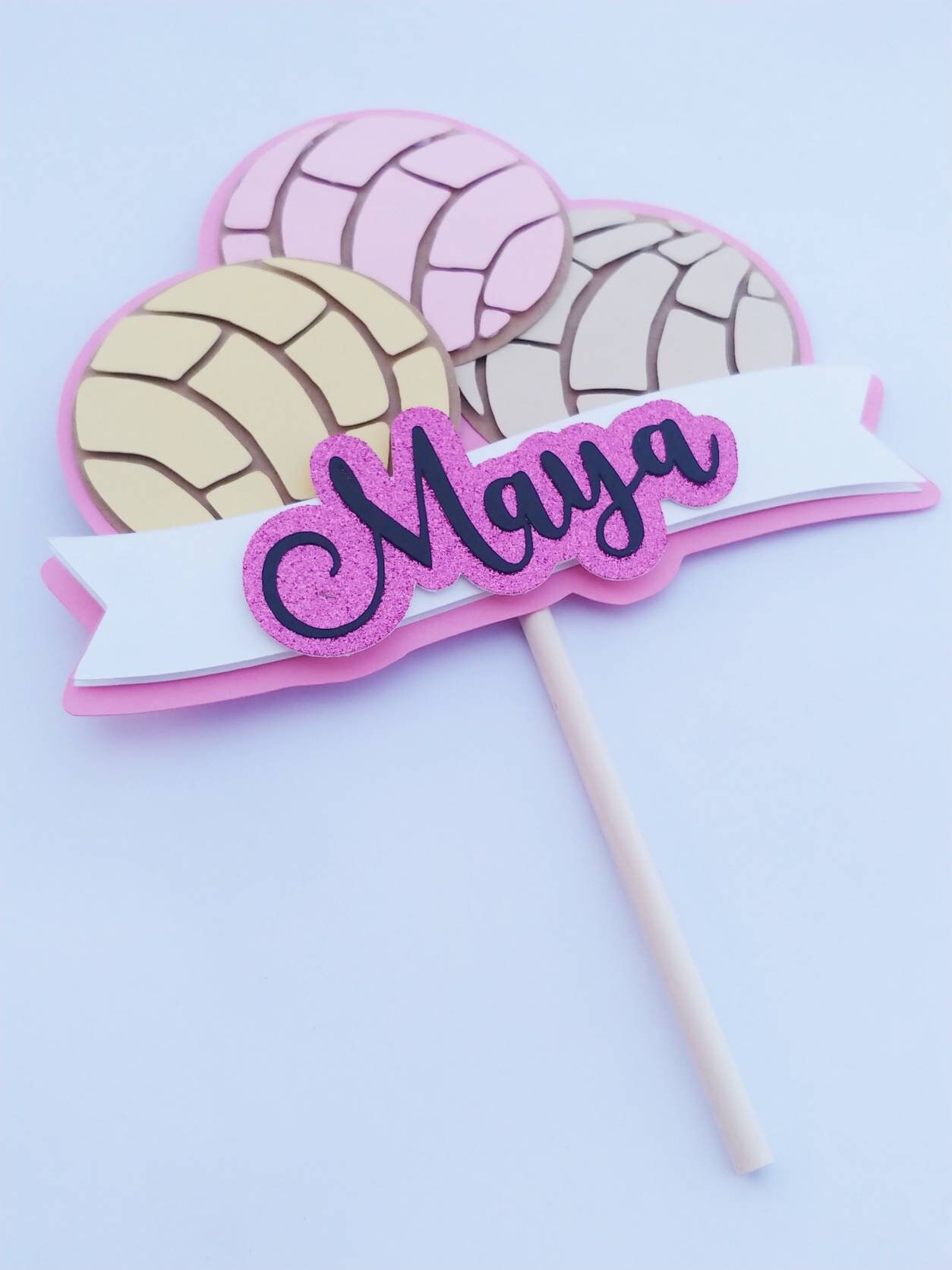 Pink Concha Happy Birthday Topper- Cake Topper Pan Dulce - Etsy