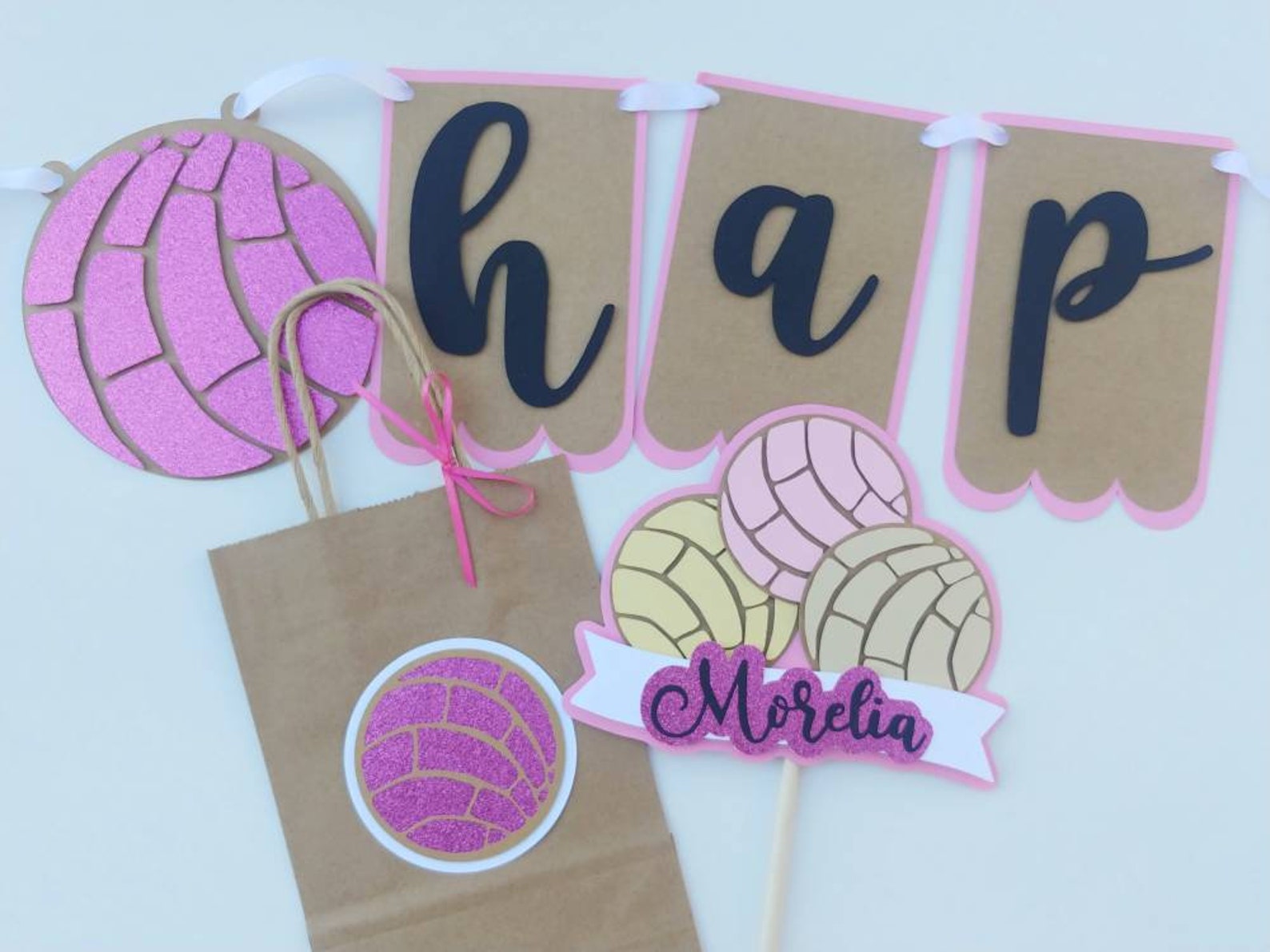 Pink Concha Happy Birthday Topper- Cake Topper Pan Dulce - Etsy