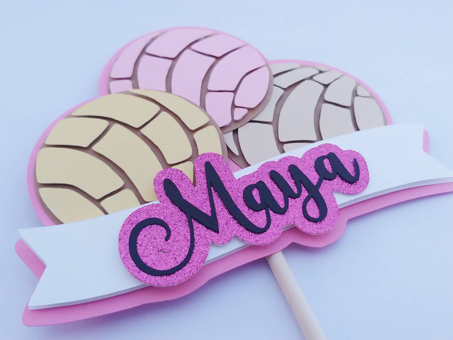 Pink Concha Happy Birthday Topper- Cake Topper Pan Dulce - Etsy