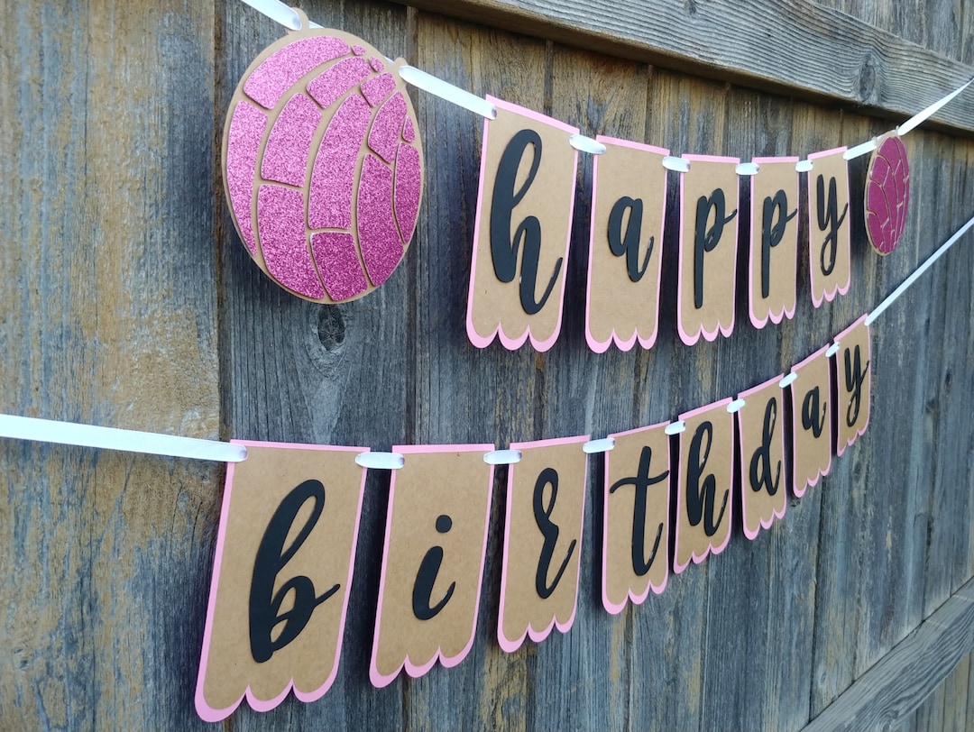 Pink Glitter Concha Happy Birthday Banner- Birthday Banner Pan Dulce - Etsy