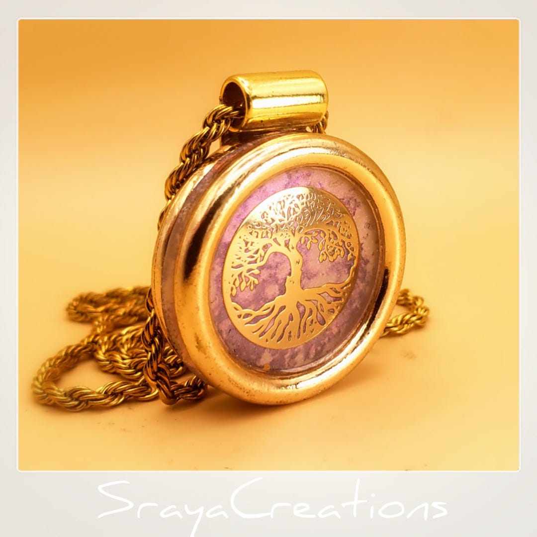 Orgonite Pendant – Gold Tree of Life Amulet for EMF Protection, Inner ...