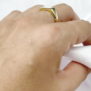 14K Personalized Rectangle Signet Ring / Solid Gold Personalized Ring ...