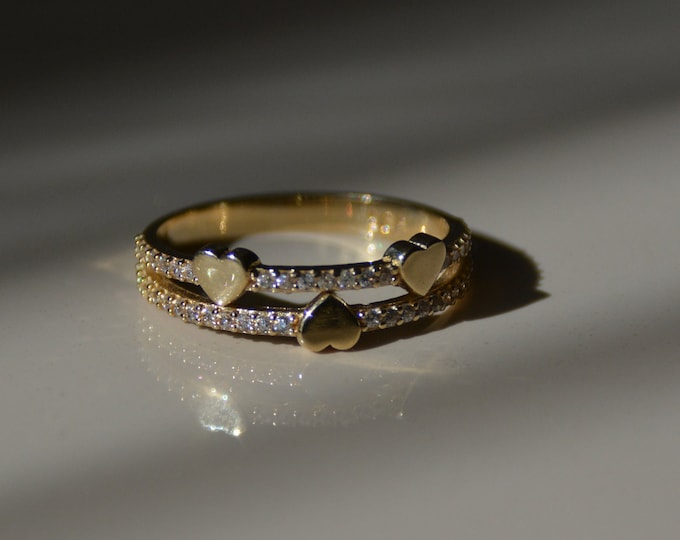 Heart Gold Rings for Women, 14k Solid Gold Mini Heart Ring , Gift for ...