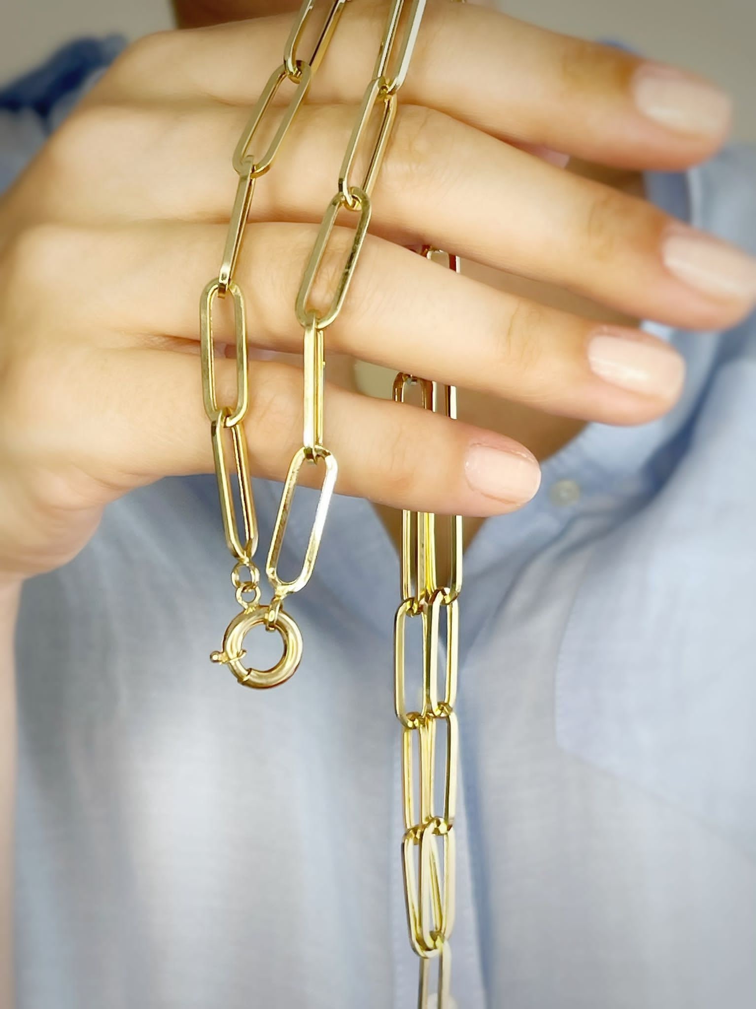Solid 14K Gold Paperclip Chain Necklace14k Gold Paperclip - Etsy