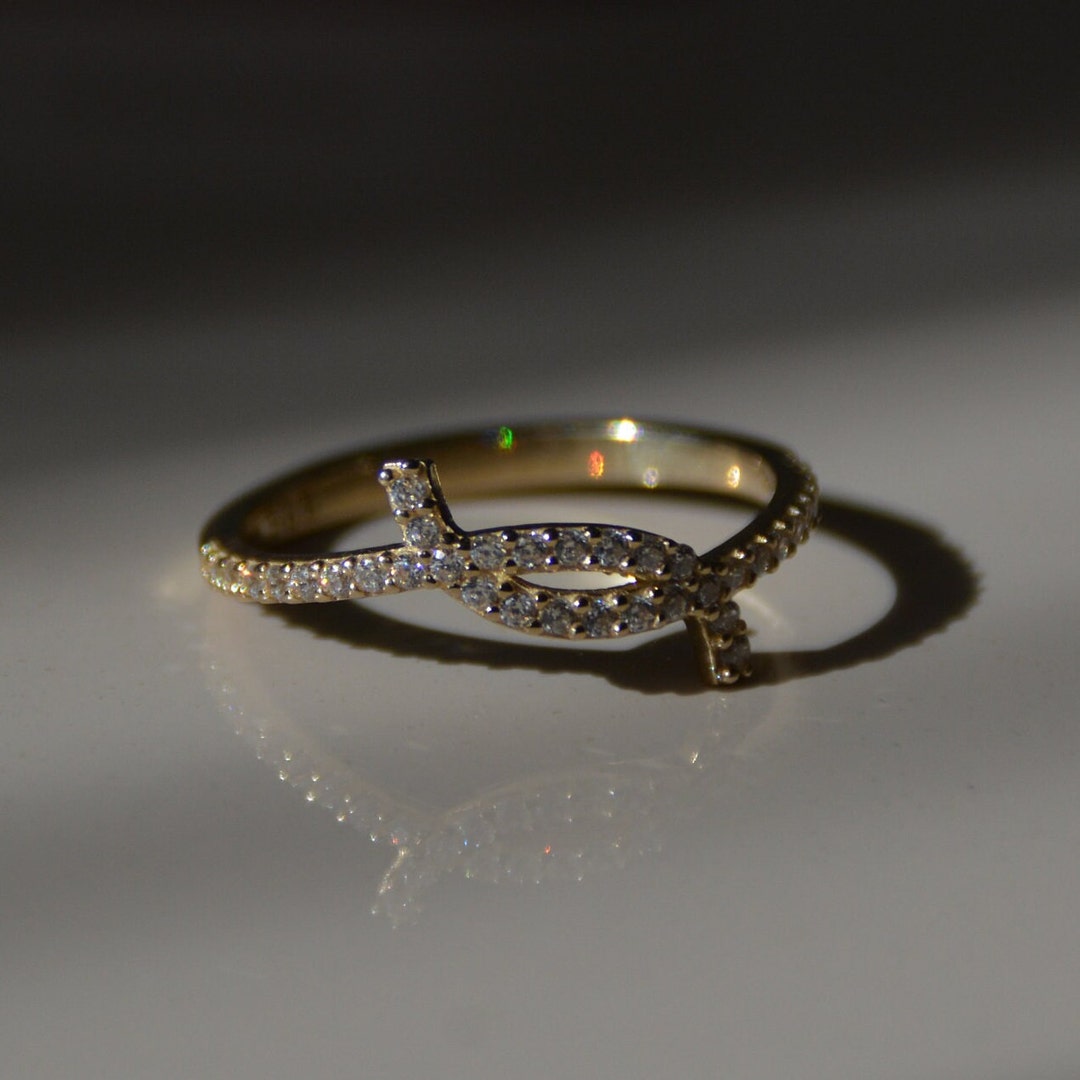 14k Solid Gold Ring for Women, Gold Ring Set With Zircon, Minimalist ...