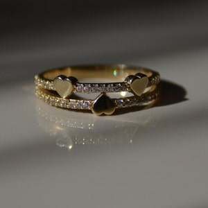 Heart Gold Rings for Women, 14k Solid Gold Mini Heart Ring , Gift for ...