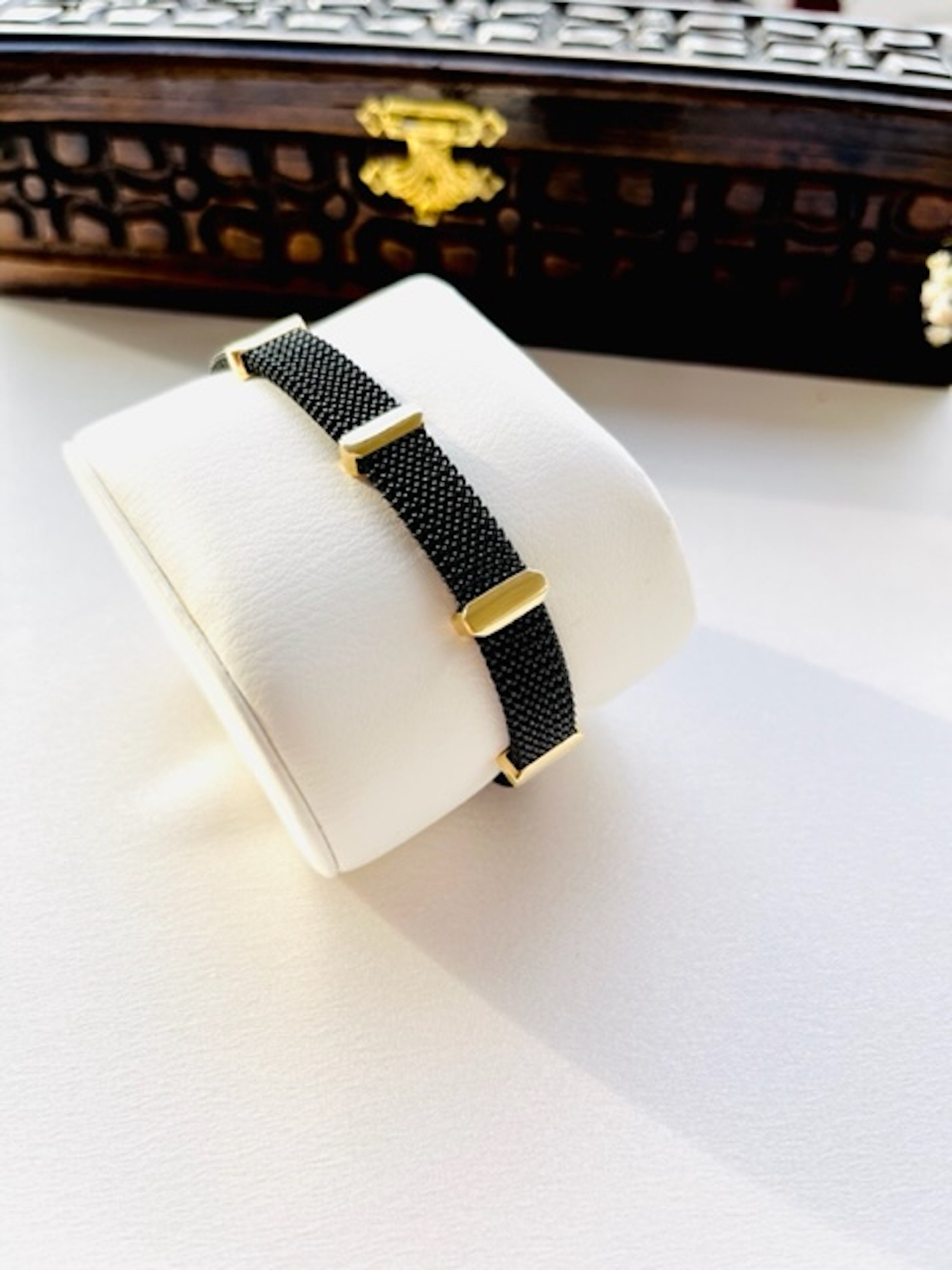Real 14K Yellow Gold Men Bracelet Black Stainless Steel Cord - Etsy