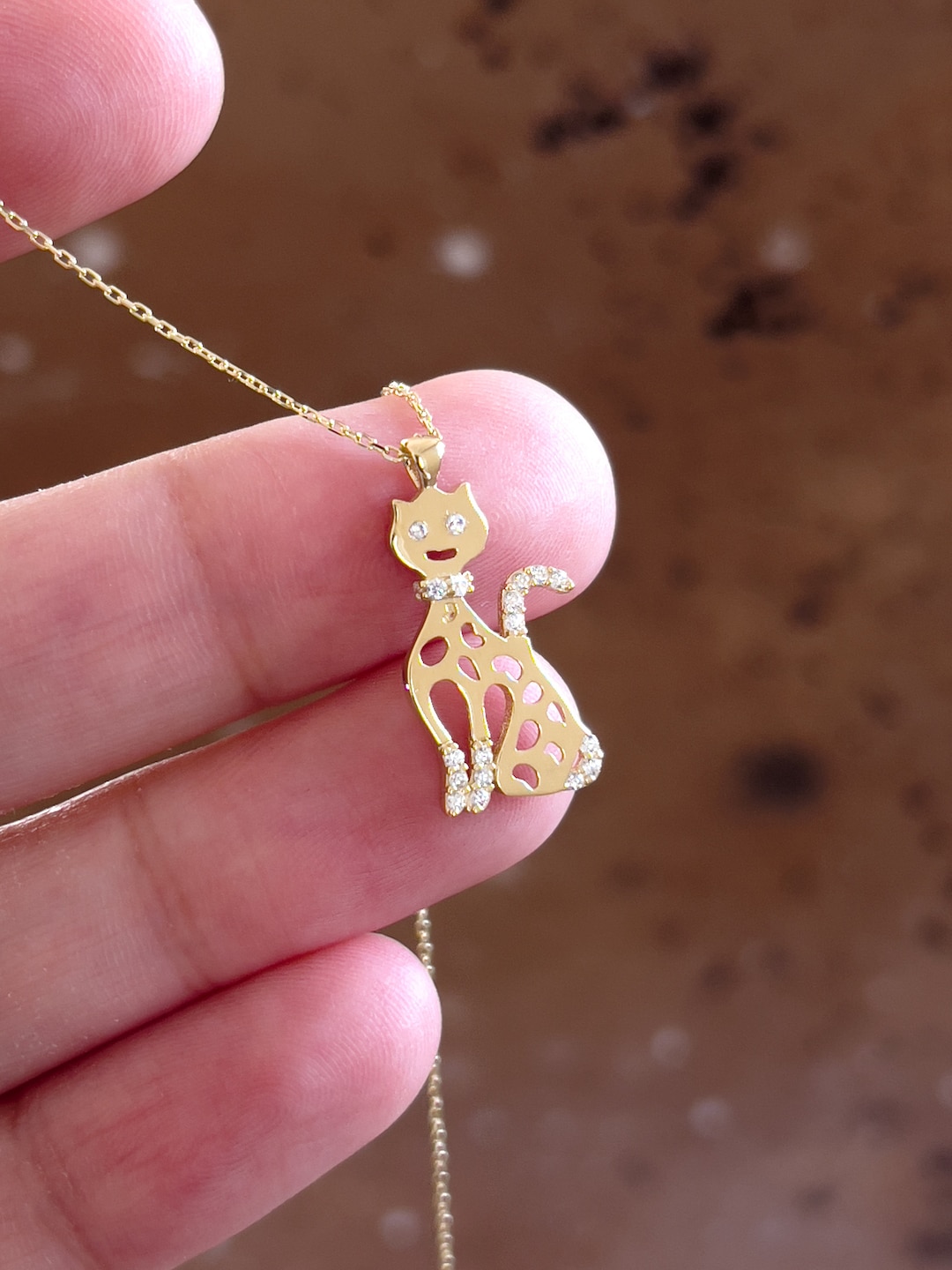 14K Solid Gold Cat Pendant / Cat Pendant Jewelry / 14K Solid Gold Cat ...