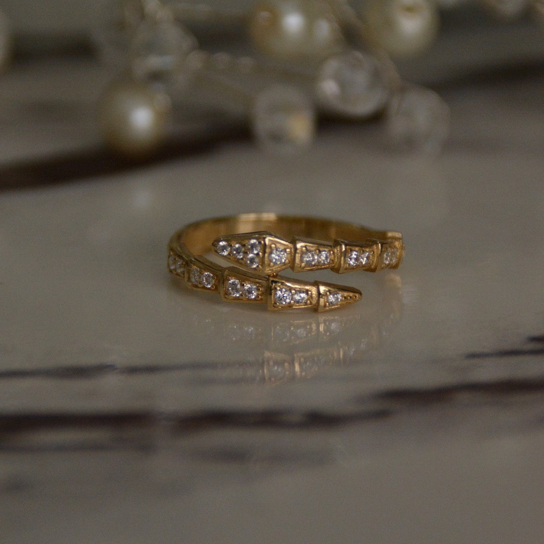 Beautiful Snake Ring, 14K Solid Gold Snake Rings for Women, Animal ...