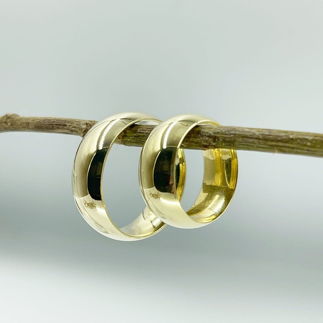 8mm Solid Gold Band 14K Men's Women's Plain Rounded Dome Yellow Gold ...