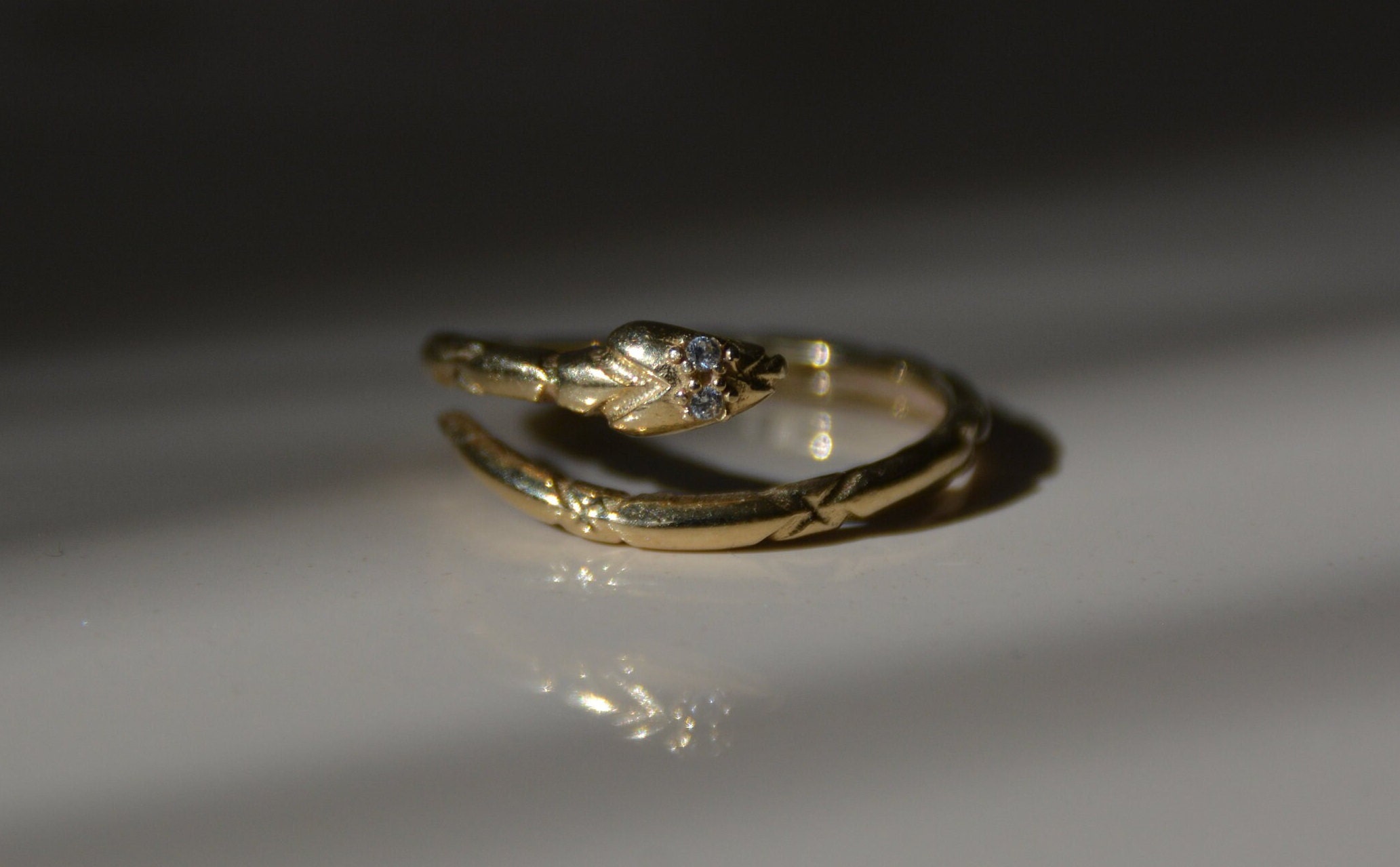 14k Solid Gold Snake Ring / Dainty Snake Ring / Animal Ring / - Etsy