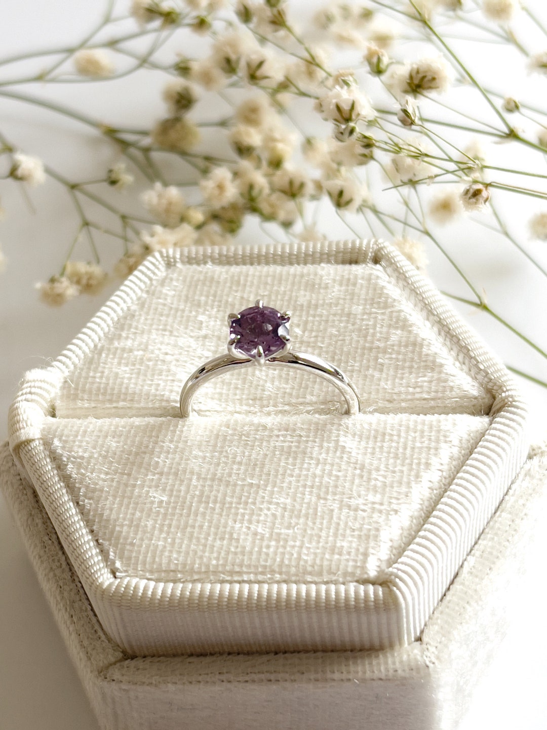 14K Solid Gold Purple Amethyst Ring Gold / Handmade Engagement Ring ...