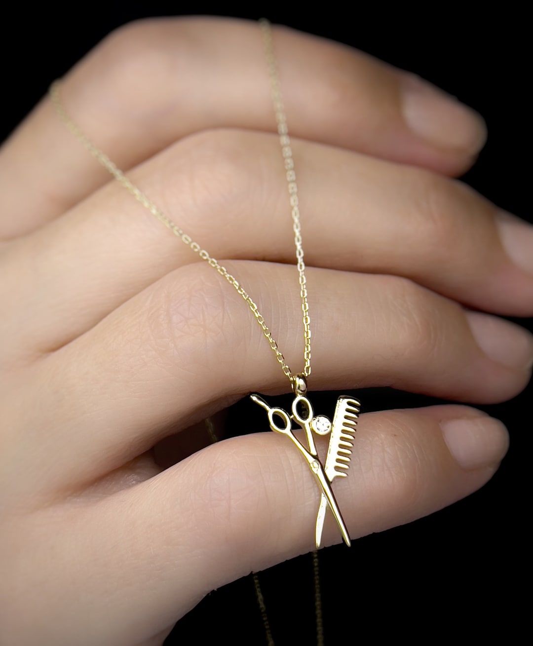 14K, Gold Scissors and Comb Pendant ,barber/hairstylist Scissors and ...