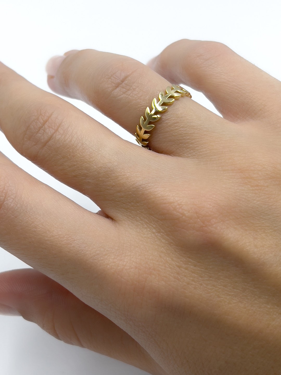 14k Massivgold Ranken Blatt Ring 14k Massivgold Ring Lorbeer - Etsy.de