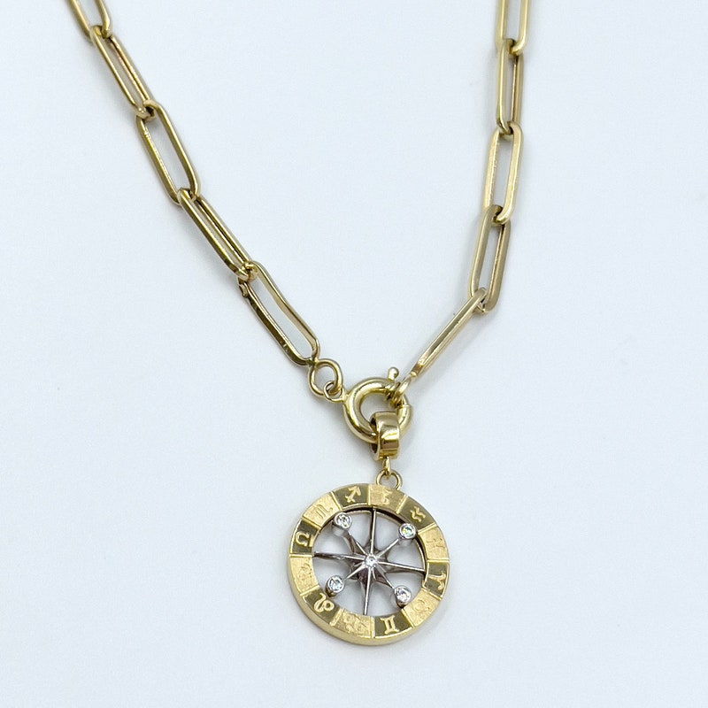 Gold Compass Pendant - Etsy