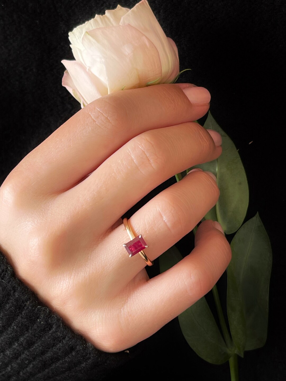 Pigeon Blood Ruby Ring, 14k Solid Gold Ring, Vintage Ruby Engagement ...