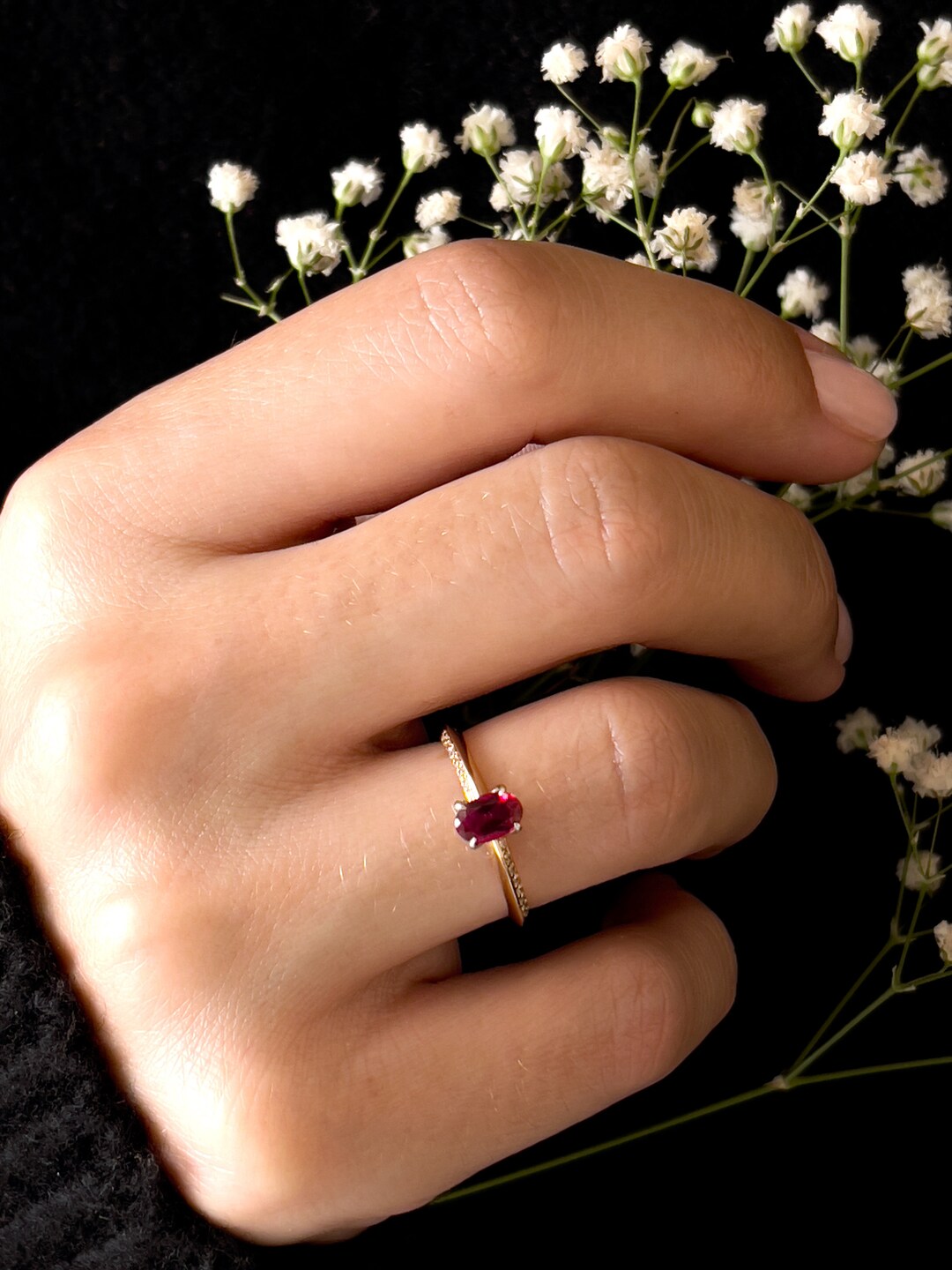 SOLID 14K GOLD Natural Ruby Gemstone / Genuine Ruby Stone / Ruby ...