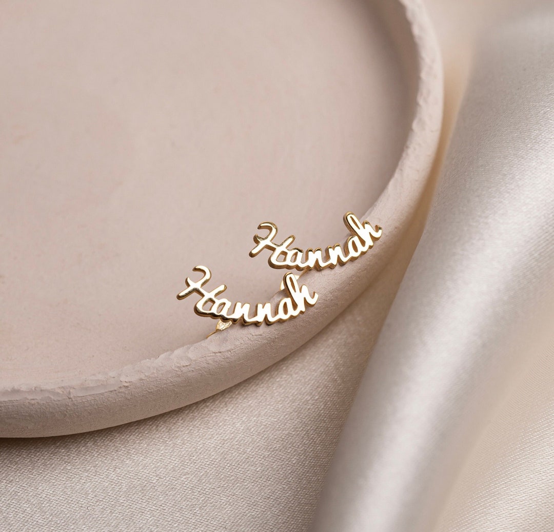Personalized Name Earrings, Custom Name Charm Earrings, Customized Name ...