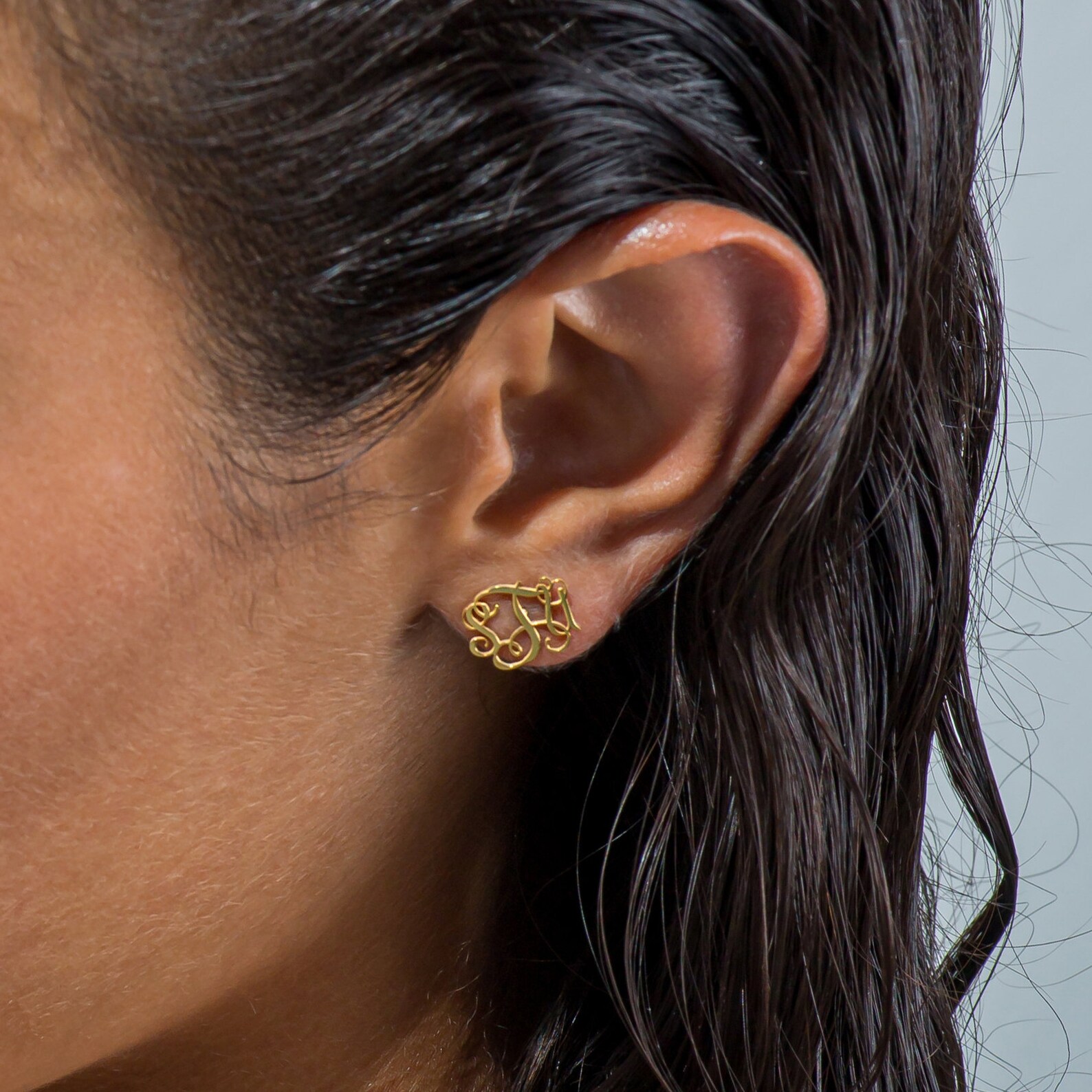 Personalized Monogram Earrings Gold Monogram Earrings - Etsy