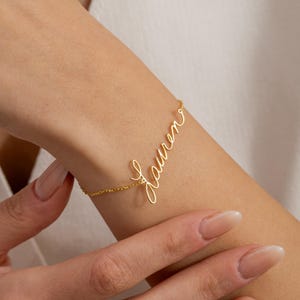 14K Solid Gold Handwriting Bracelet, Custom Signature Gift - Etsy