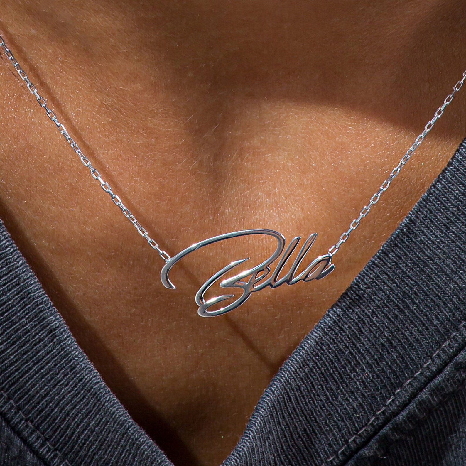 Custom Name Necklace Personalized Name Necklace Minimal - Etsy