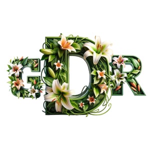 Spring Floral Letters , Floral 3D Alphabet, Doodle Letters, Doodle Font ...