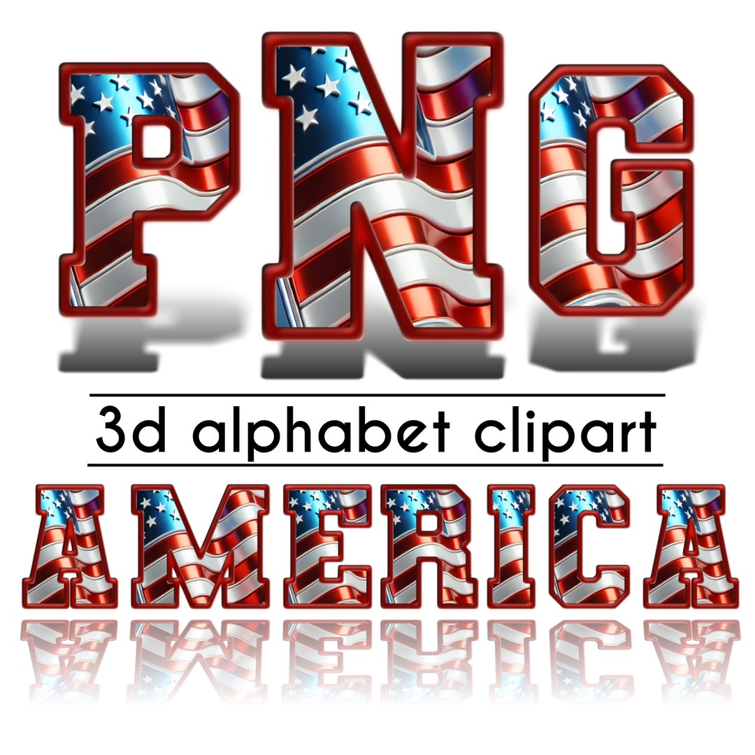 Stars and Stripes PNG Font | USA Patriotic Letters Numbers | American ...