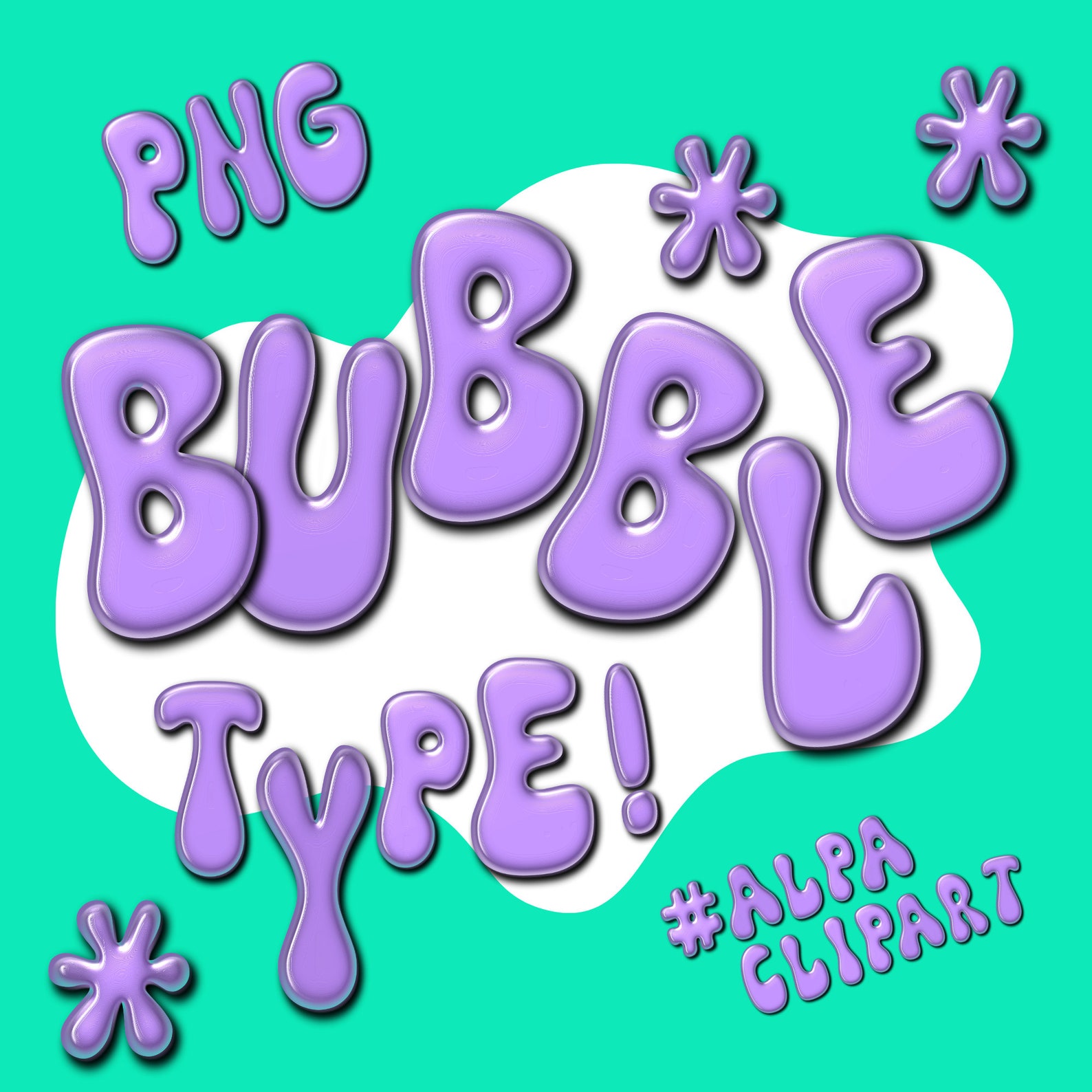 Groovy Bubble Letters, Purple Puffy PNG Font, Wavy Retro Cute Doodle ...