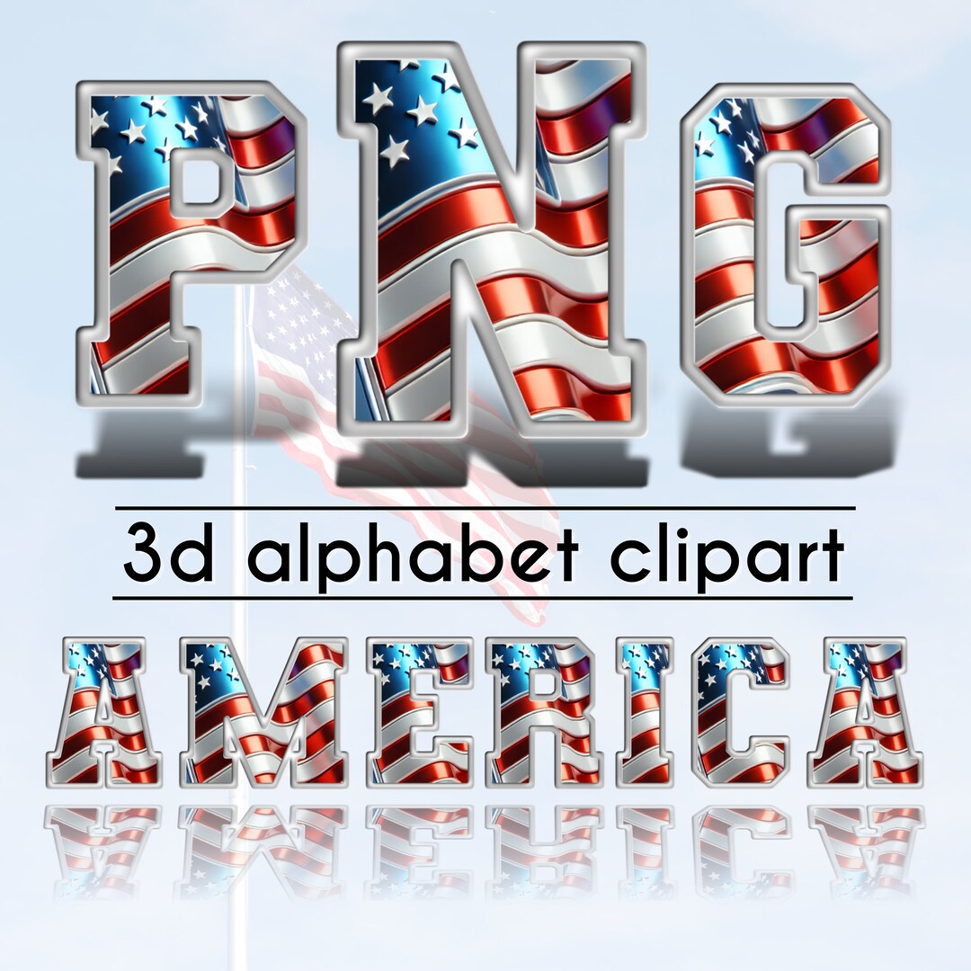 American Flag Alphabet Clipart | Patriotic USA Letters Numbers ...
