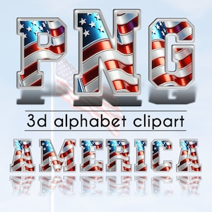 American Flag Alphabet Clipart | Patriotic USA Letters Numbers ...