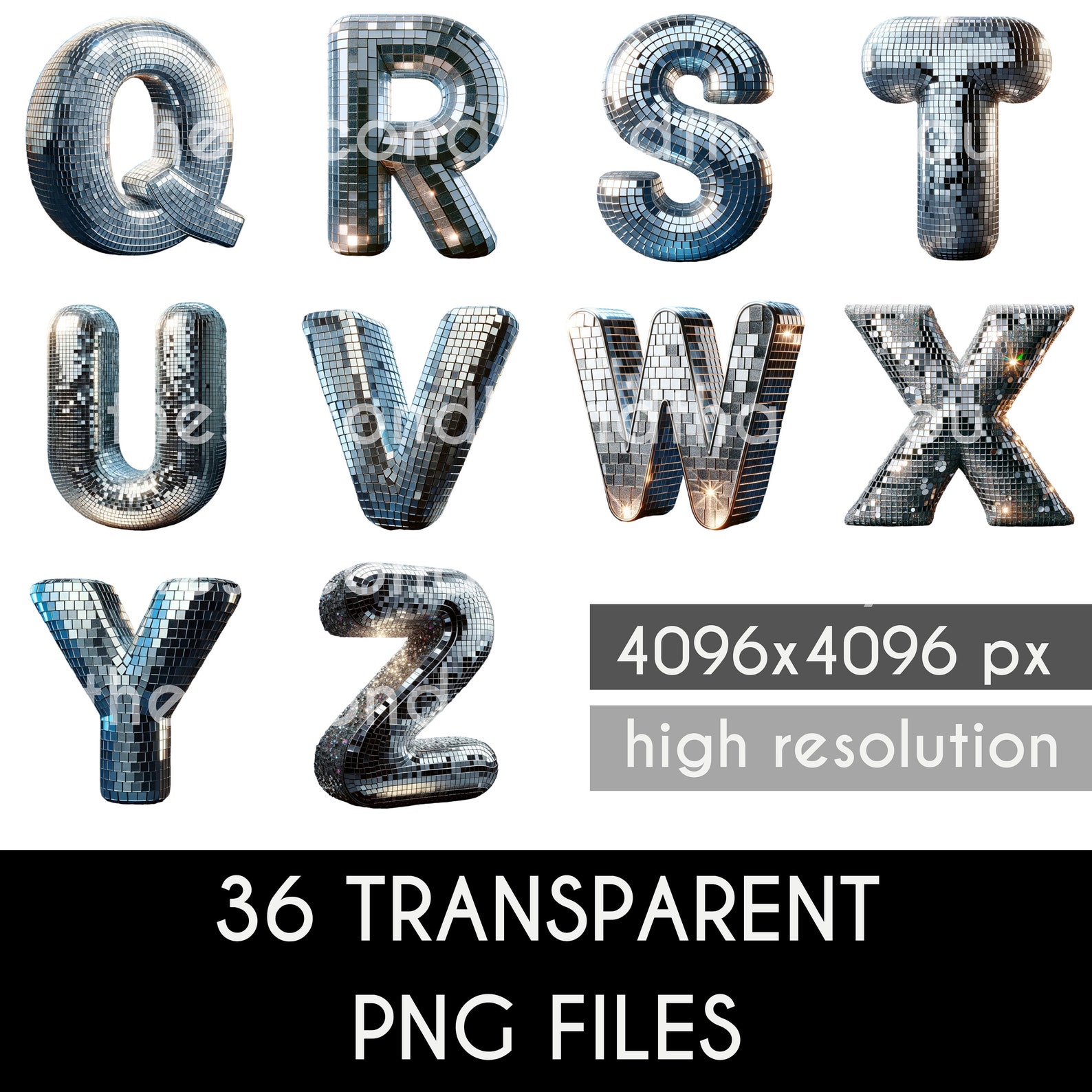 Disco Ball PNG, 3D Alphabet, Doodle Letters, Doodle Font, Silver Shiny ...