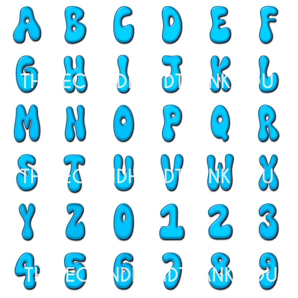 Blue Bubble Font Groovy Text Letters, Retro Alphabet, Wavy Doodle ...