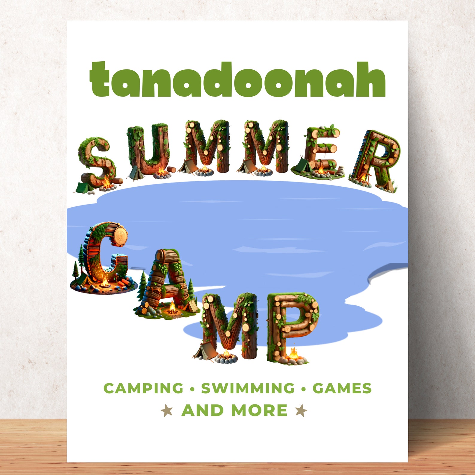 Camping Font 3D PNG Letters, Summer Camp Alphabet Set, Camper Doodle ...