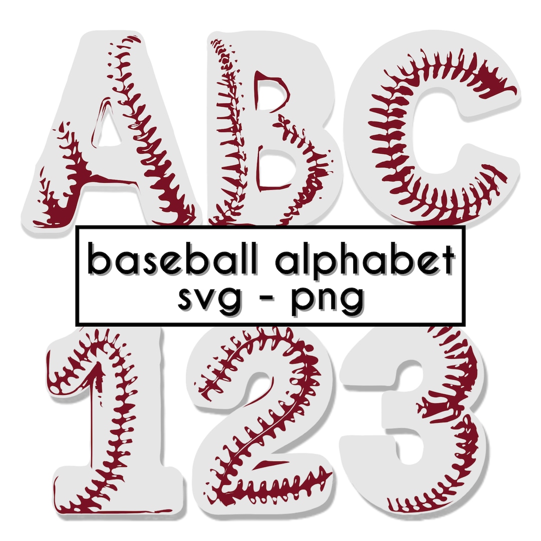 Baseball SVG Letters Numbers, 3D SVG Alphabet, Baseball PNG, Digital ...