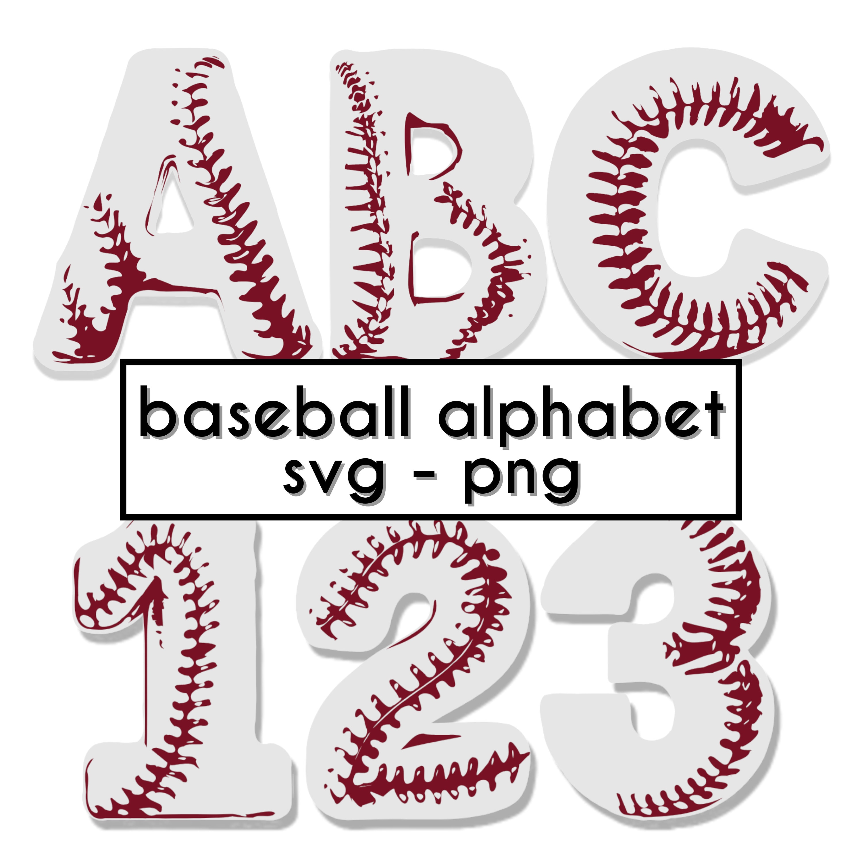 Baseball SVG Letters Numbers, 3D SVG Alphabet, Baseball PNG, Digital ...
