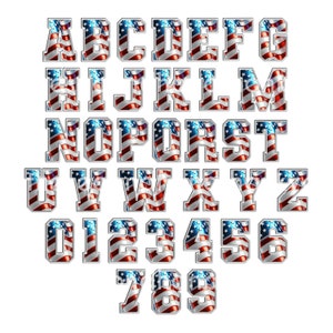 American Flag Alphabet Clipart | Patriotic USA Letters Numbers ...
