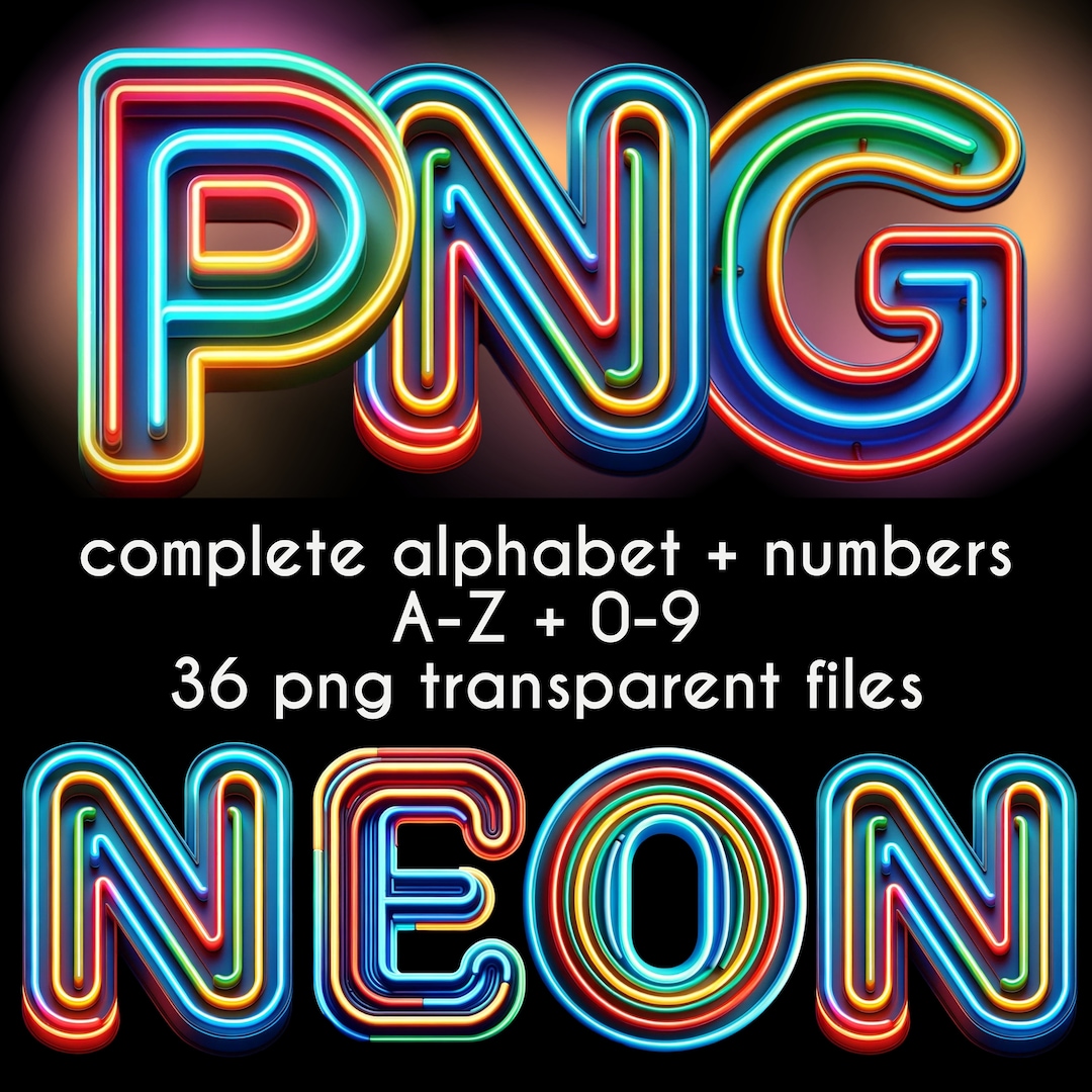 Letras de neón, Letras de Doodle, Fuente Doodle, Letras de neón PNG 3D ...