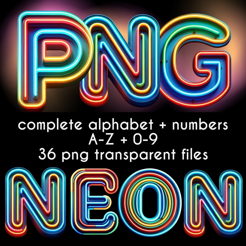 Neon Letters, Doodle Letters, Doodle Font, 3D PNG Neon Letters ...