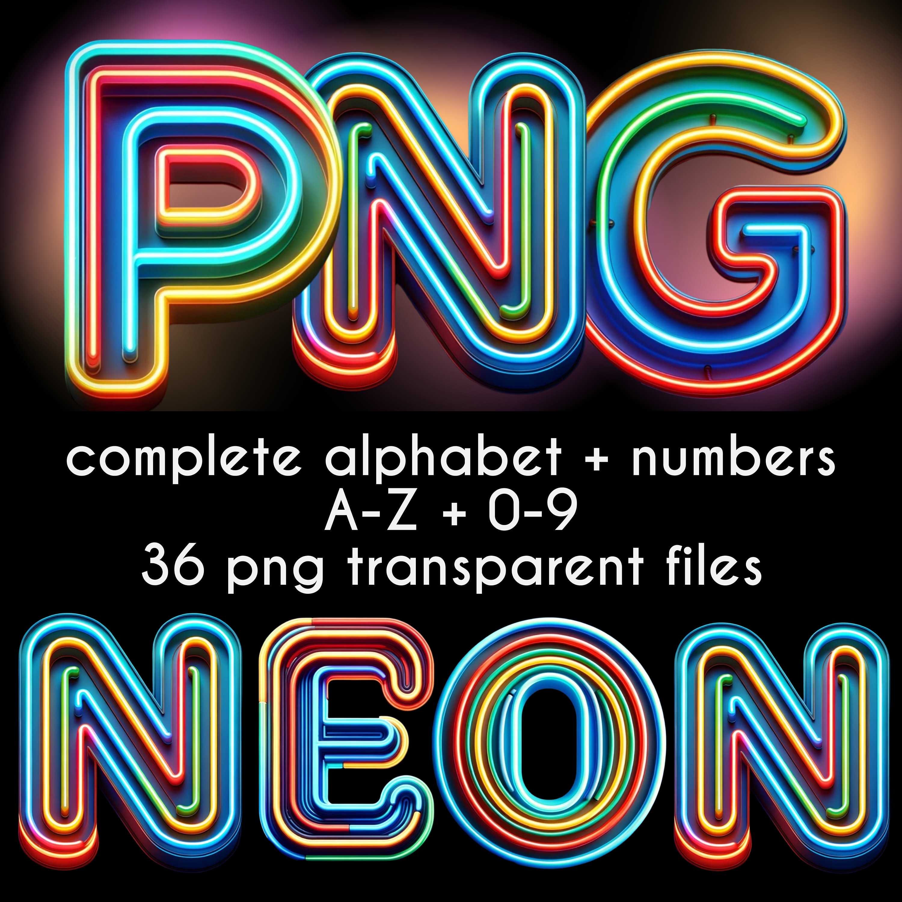 Neon Letters, Doodle Letters, Doodle Font, 3D PNG Neon Letters ...