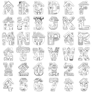 Gingerbread House SVG Alphabet, Printable Outline Christmas Letters ...
