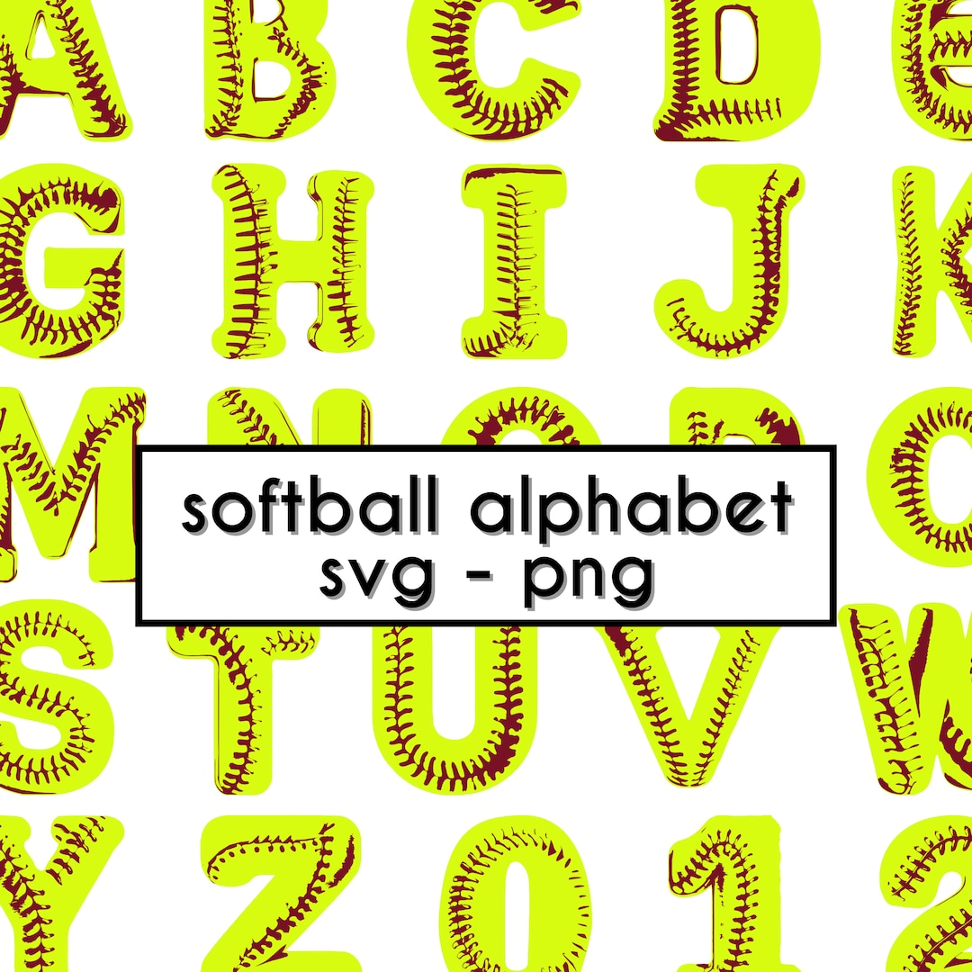 Softball SVG Letters Numbers, 3D SVG Alphabet, Softball PNG, Digital ...