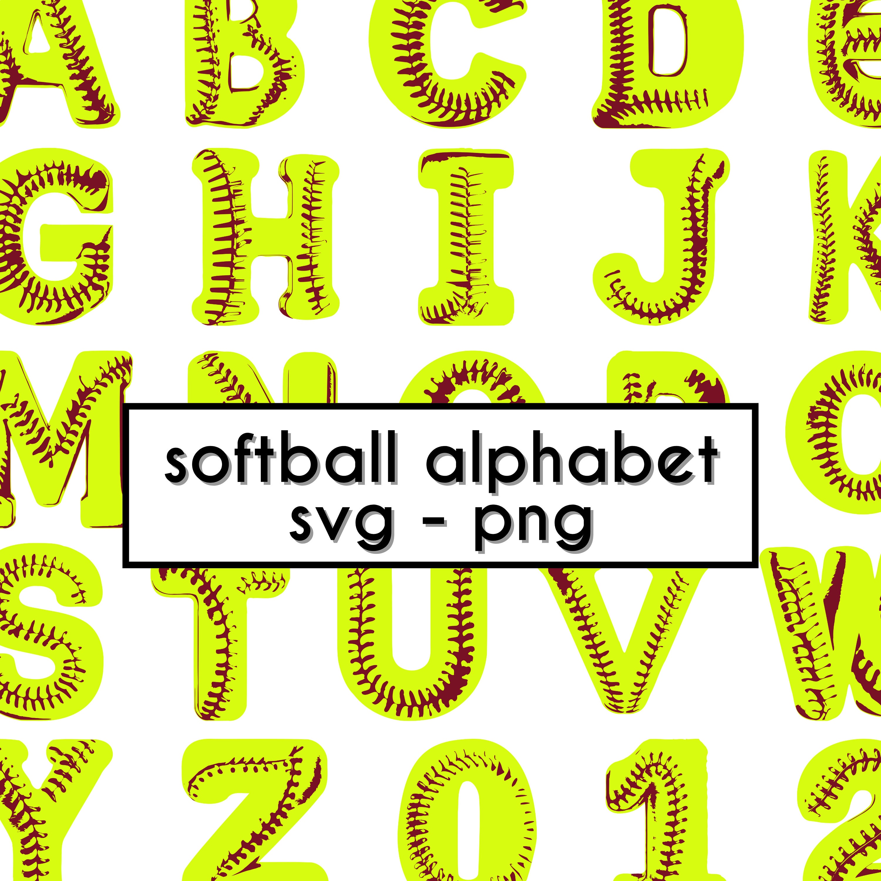 Softball SVG Letters Numbers, 3D SVG Alphabet, Softball PNG, Digital ...