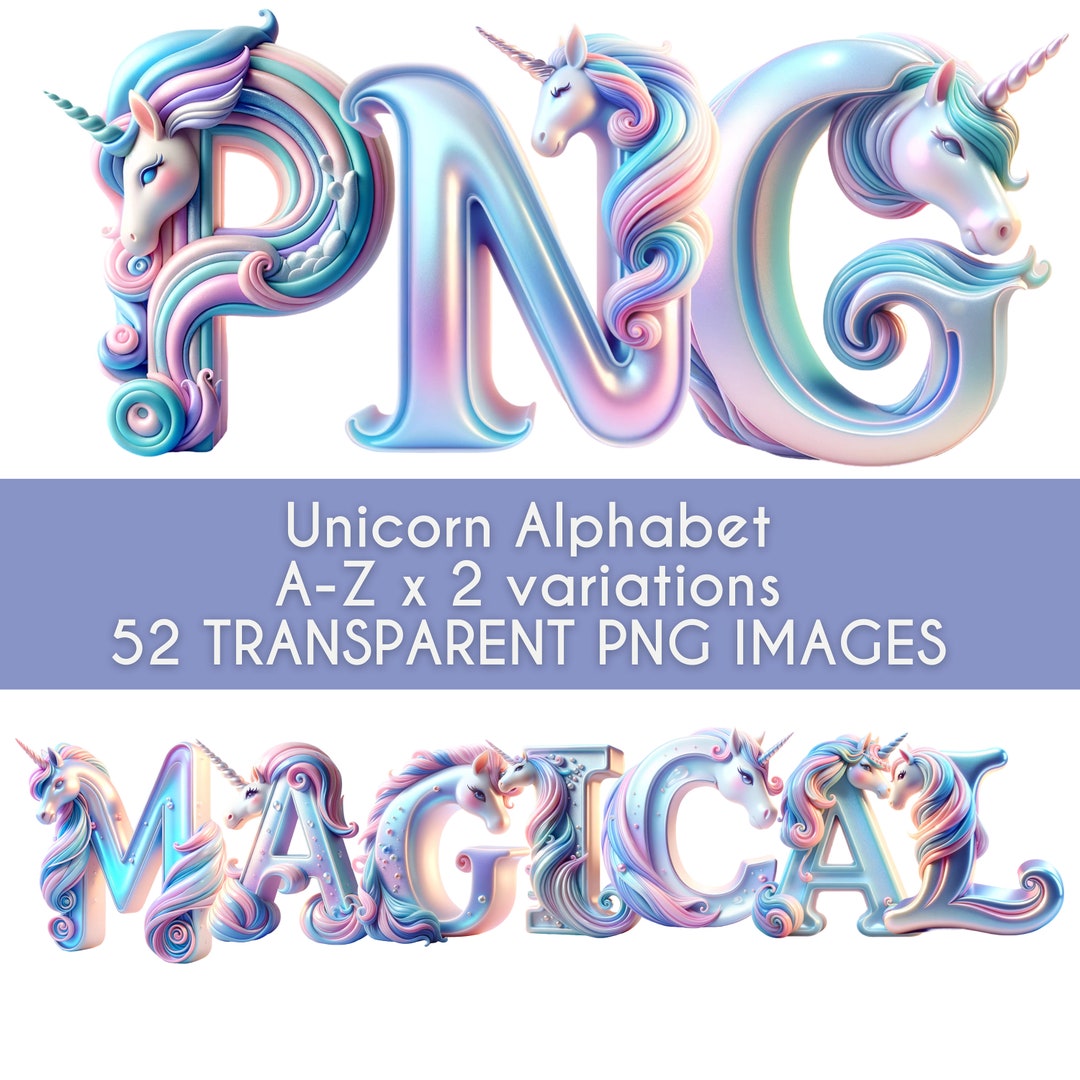 Unicorn PNG, Doodle Letters, Doodle Font, 3D Letters, Alphabet PNG ...