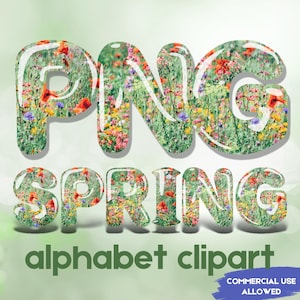 Spring Wildflower Alphabet Clipart PNG | Floral Digital Letters ...