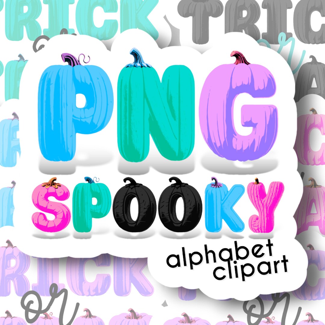 Halloween Alphabet PNG Bundle | Pastel Halloween Doodle Font | 3D ...