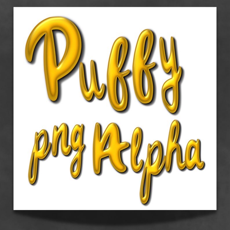 Gold Glossy Script Alphabet Font: 3D PNG Inflated Letters, Handwritten ...